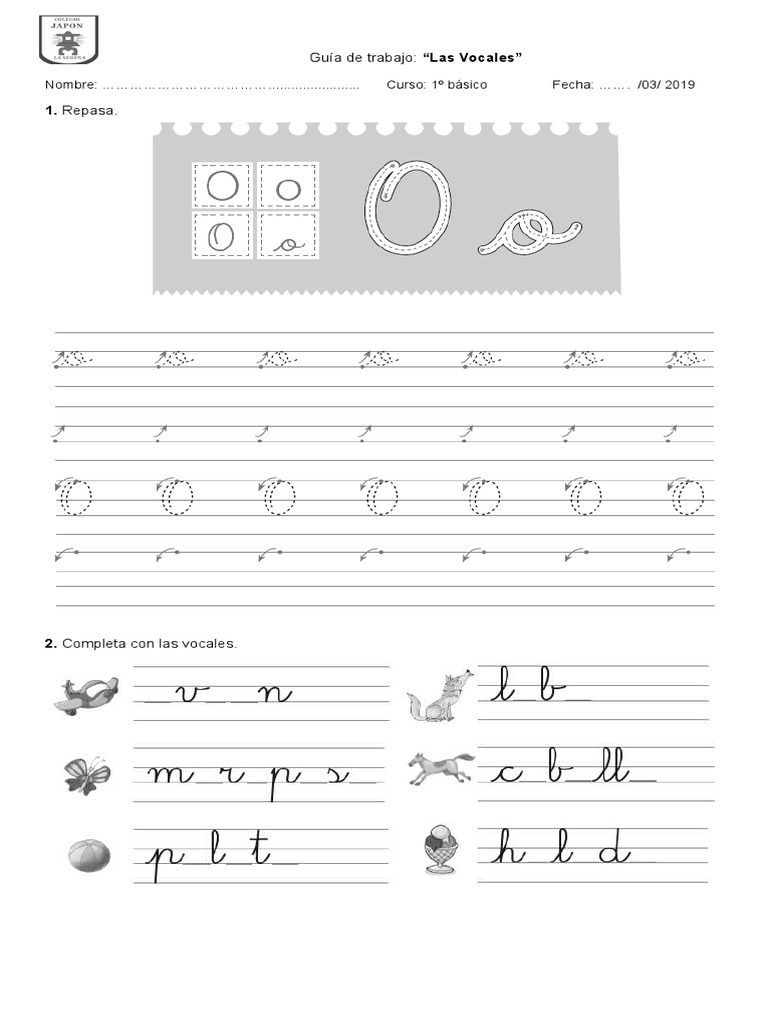 Guía de la Vocal O para 1º Básico | PDF | Artes del Lenguaje y Comunicación