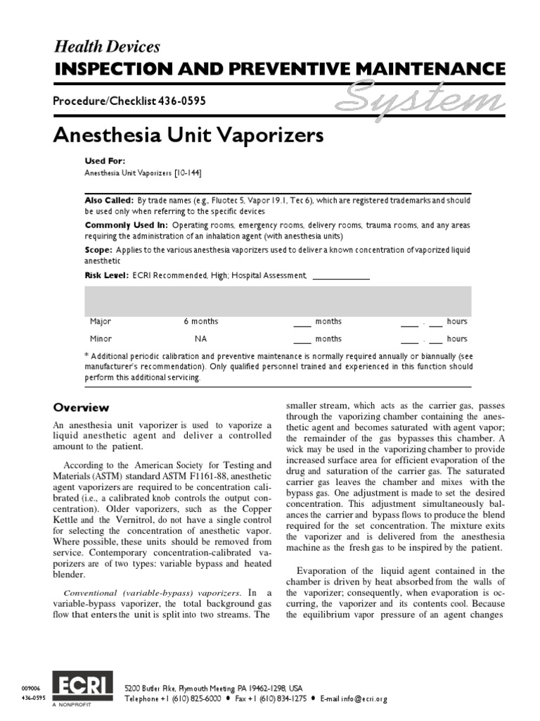 Anesthesia Unit Vaporizers (TRANSLATE) | PDF | Anesthesia | Carburetor