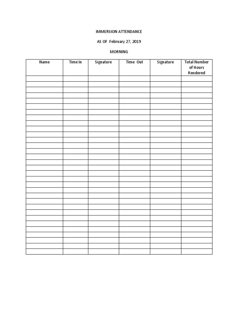 Immersion Attendance | PDF