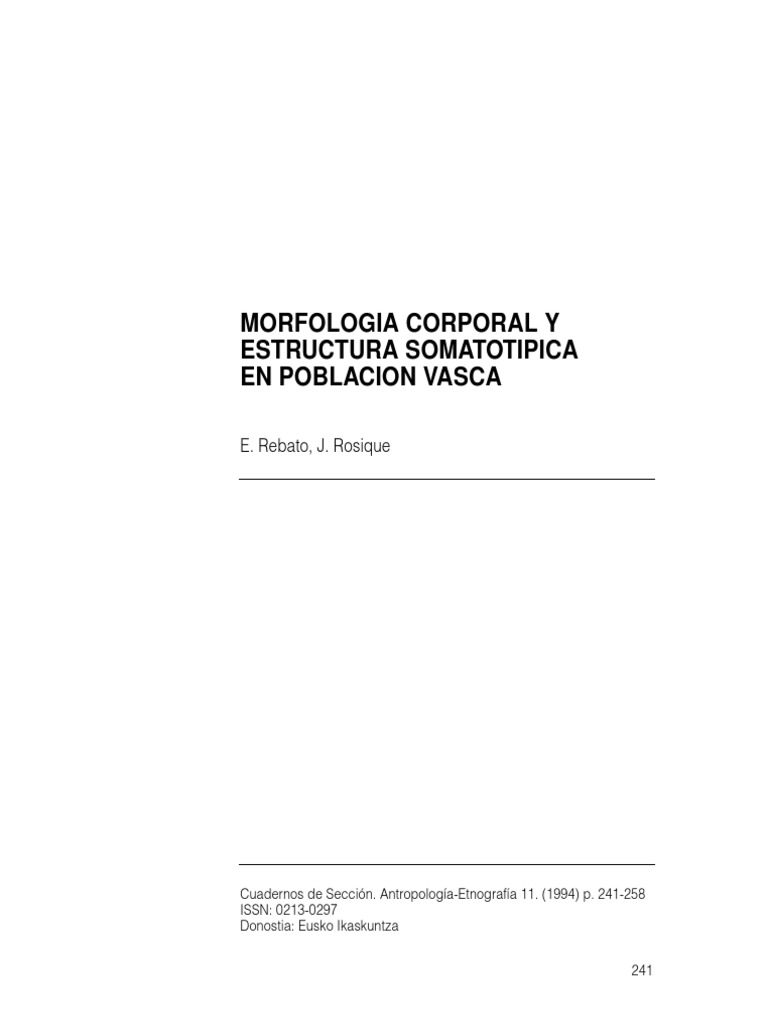 Morfología Corporal y Estructura Somatotípica en Población Vasca | PDF ...