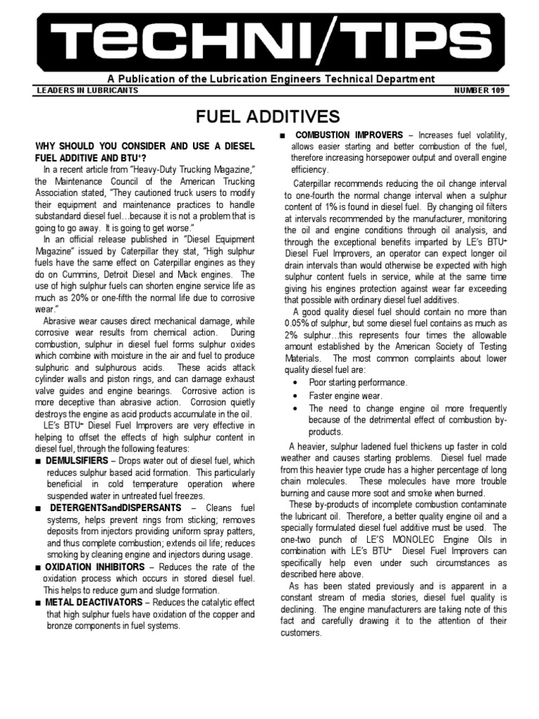 Diesel Fuel Additive Insights | PDF | Diesel Engine | Internal ...