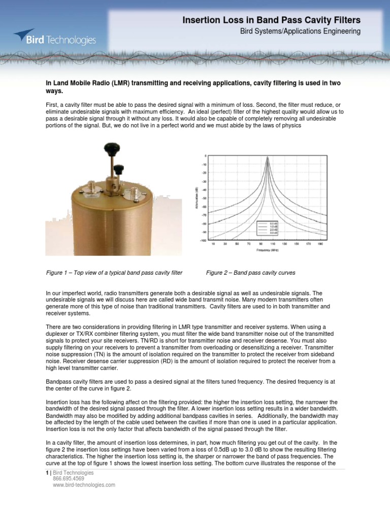Insertion Loss in Cavity Filters | PDF | Bandwidth (Signal Processing ...