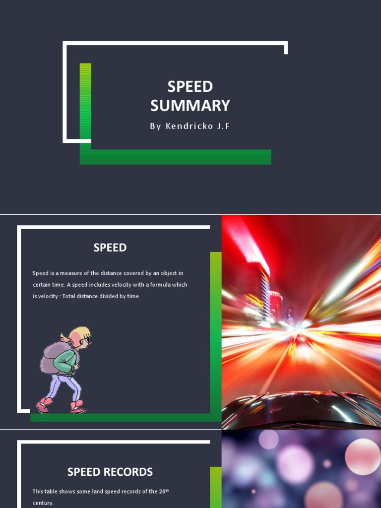 Speed Summary | PDF | Speed | Mechanical Engineering