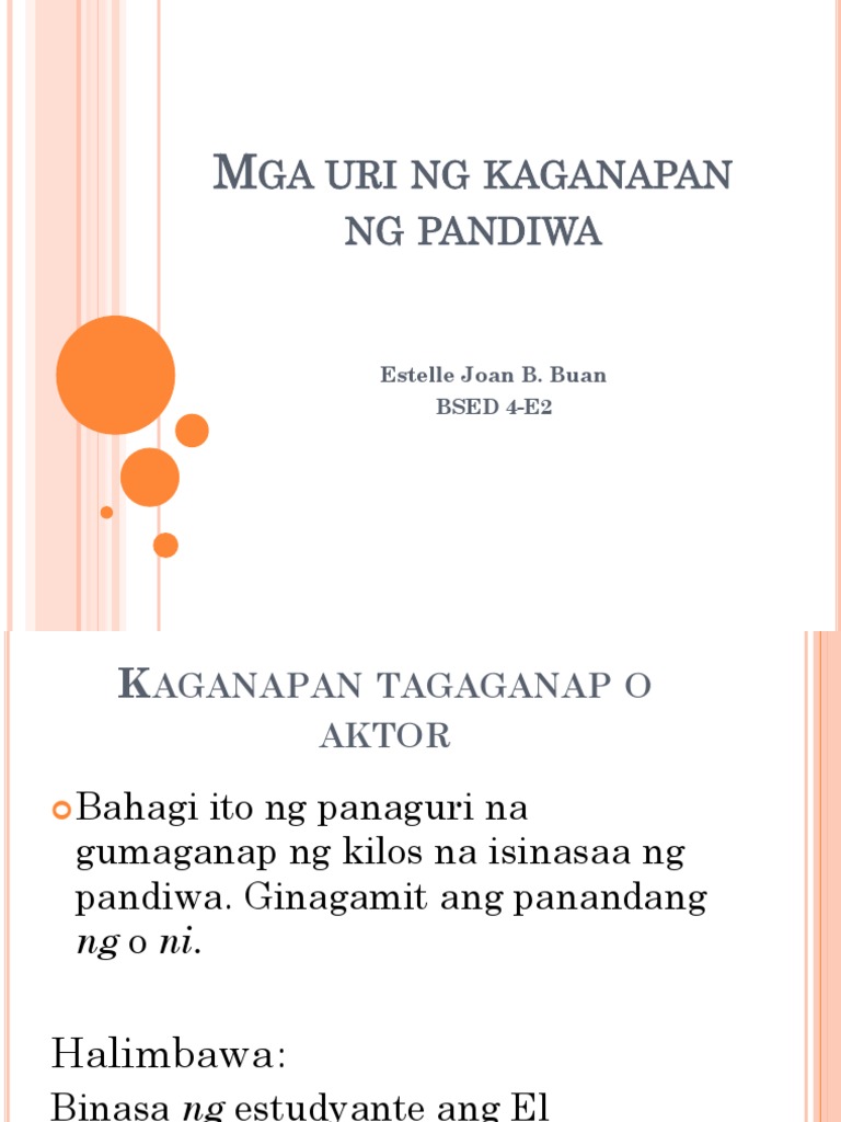 Mga Uri NG Kaganapan NG Pandiwa | PDF