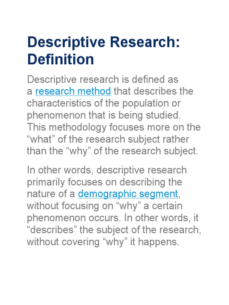 Descriptive Research | PDF | Survey Methodology | Quantitative Research