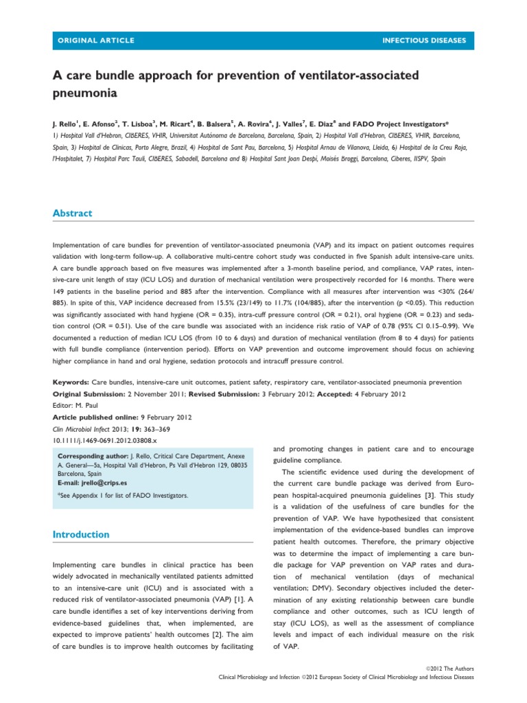 A Care Bundle Approach For Prevention of Ventilator-Associated | PDF ...