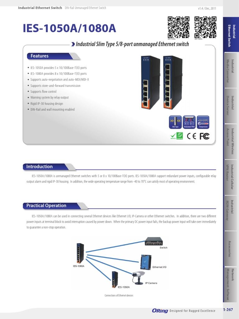 Datasheet IES 1050A 1080A | PDF | Network Switch | Ethernet