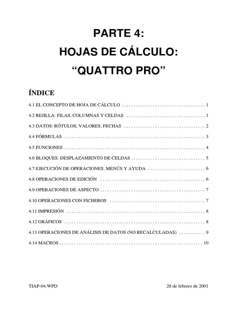 Quattro Pro 04 | Descargar gratis PDF | Hoja de cálculo | Macro ...