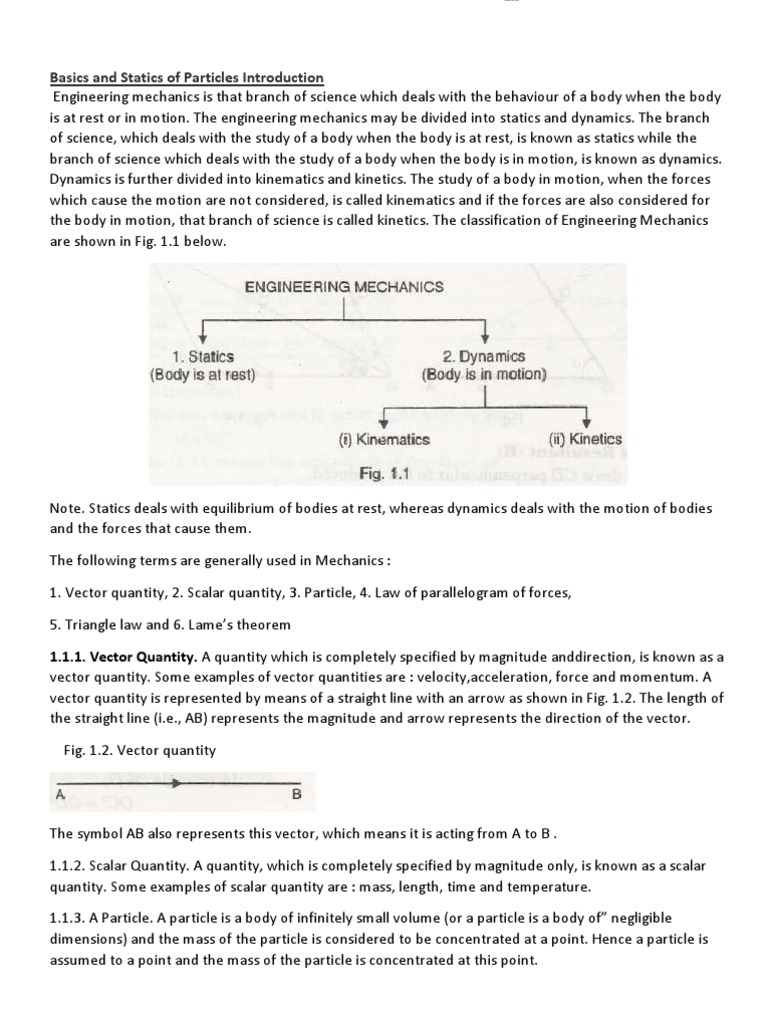 Basics and Statics of Particles Introduction | PDF | Euclidean Vector ...