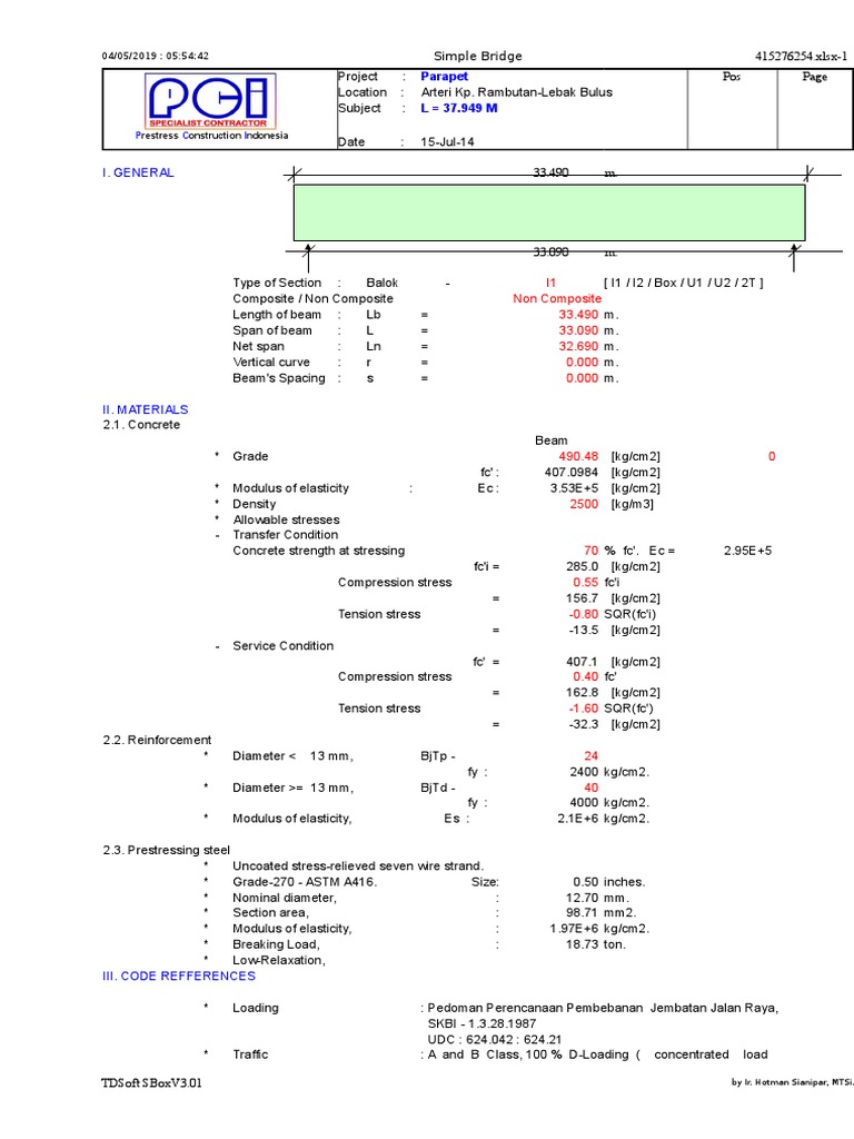 Parapet Girder Tol Depok-Antasari 33,49M | Download Free PDF | Beam ...