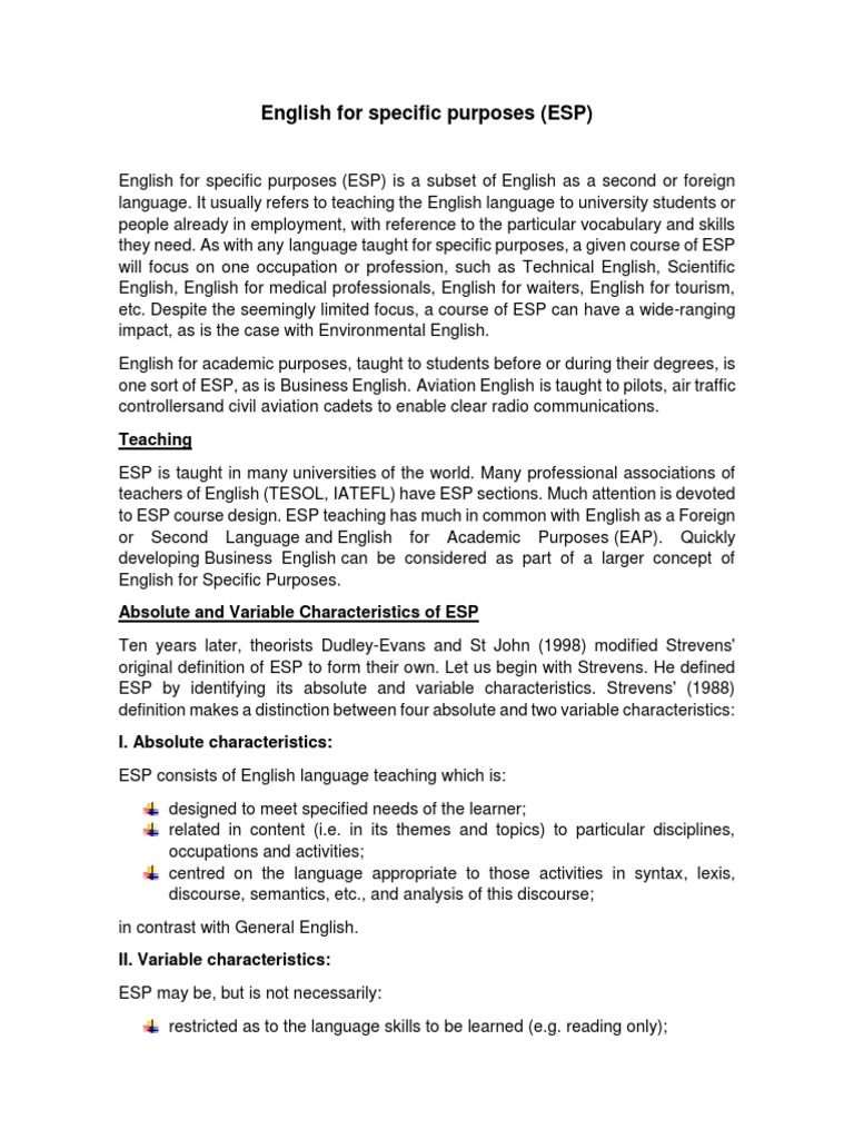 English For Specific Purposes | PDF | Human Communication | Psychology