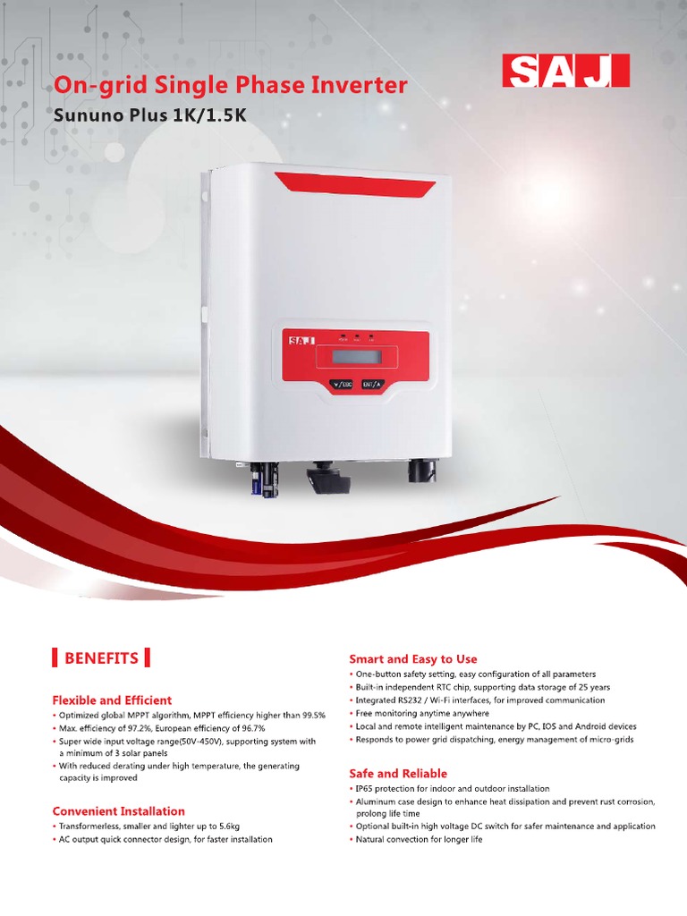 SAJ Solar Inverter Catalogue (1KW To 60KW) | PDF