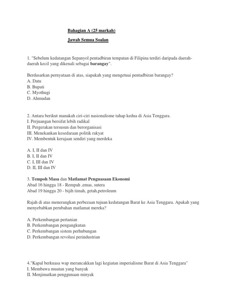 Sejarah Exam f5 | PDF