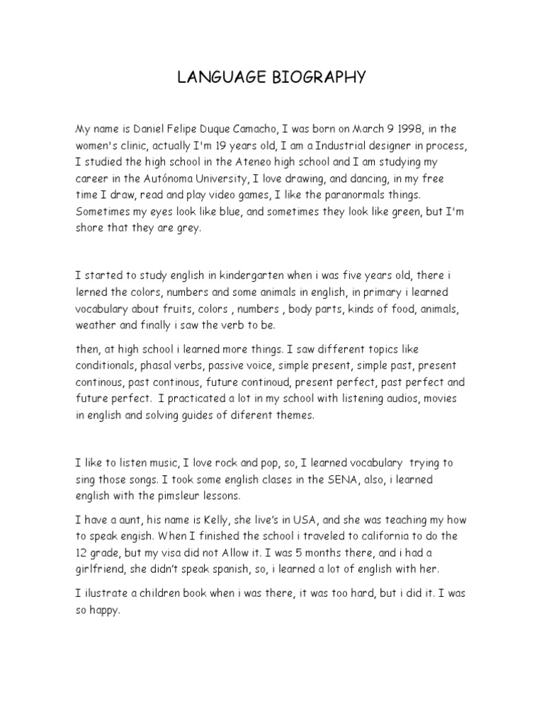 Language Biography | PDF | English Language | Language Mechanics