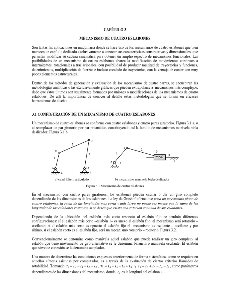 Capítulo 3 Mecanismo de Cuatro Eslabones PDF | PDF | Movimiento (física) | Triángulo