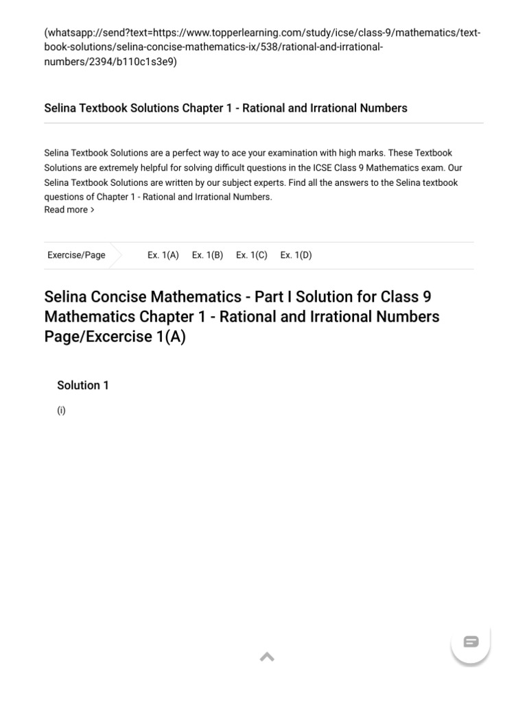 Selina Solutions For Mathematics ICSE Class 9, Chapter 1 Rational and ...