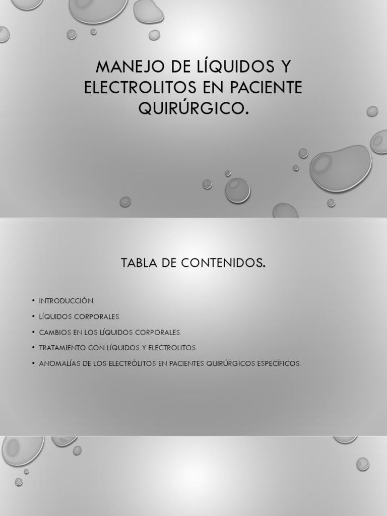 Manejo de Líquidos y Electrolitos en Paciente Quirúrgico Correcto!! | PDF | Sodio | Potasio