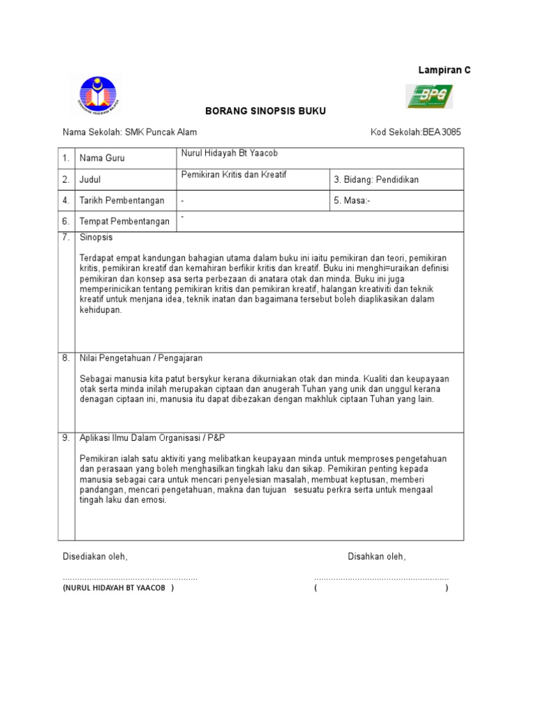 Pembacaan Buku: Pemikiran Kritis Dan Kreatif | PDF