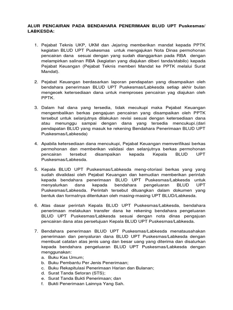SOP Bendahara Penerimaan BLUD | PDF | Hukum | Sains & Matematika