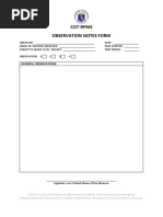 COT-RPMS Observation Notes Form | PDF