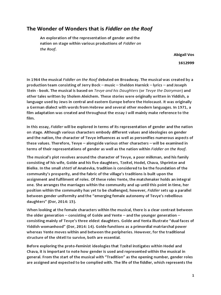 MHS (Fiddler On The Roof) | PDF