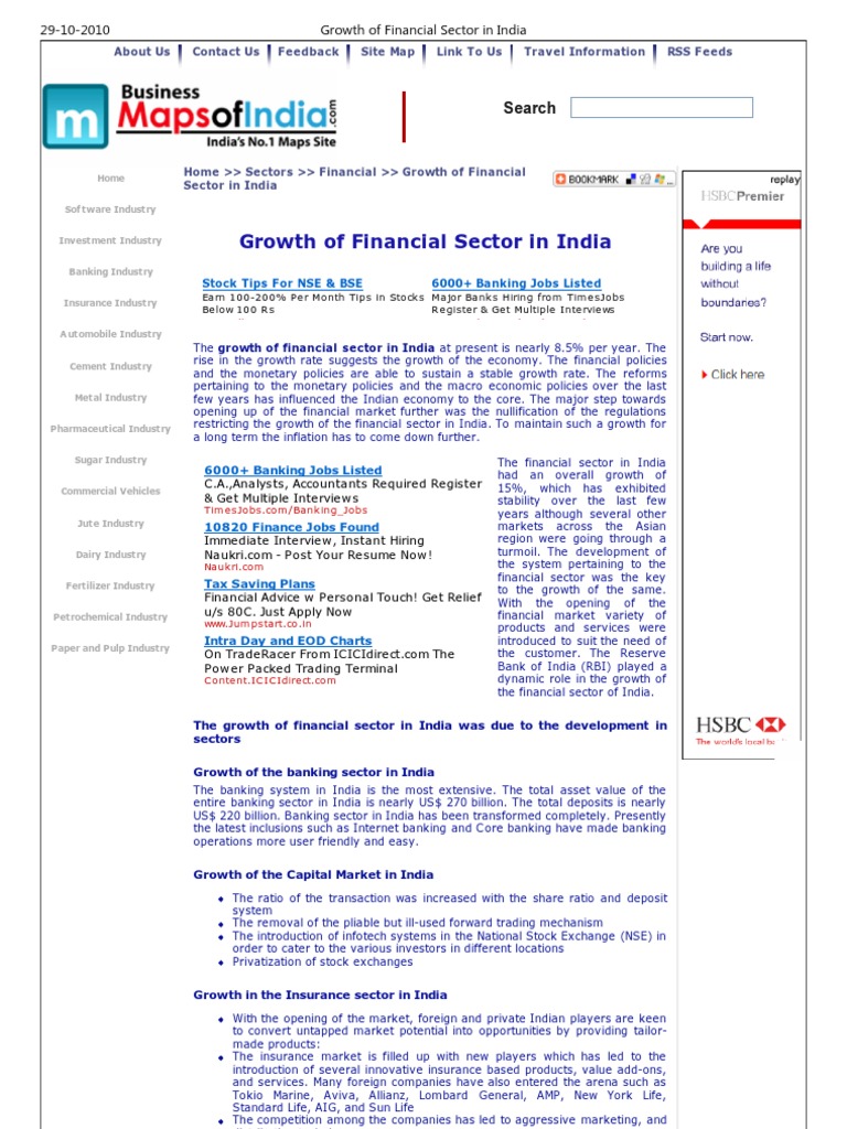 Growth of Financial Sector in India | PDF | Financial Markets | Banks