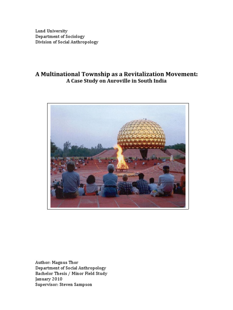 Auroville - A Multinational Township As A Revitalization Movement | PDF ...