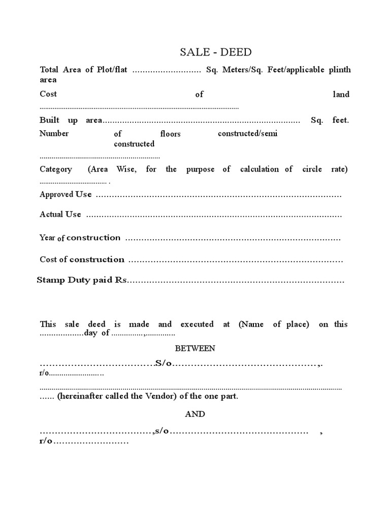 Sale Deed English | PDF | Deed | Property