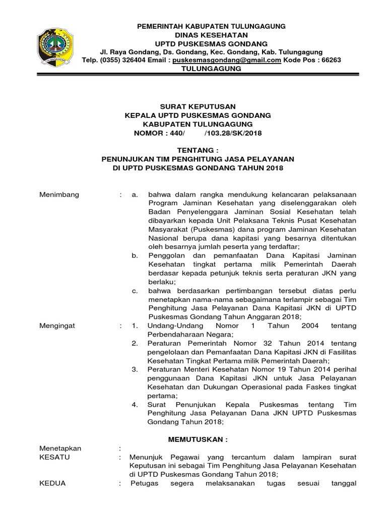 SK Tim Pembagi Jaspel | PDF