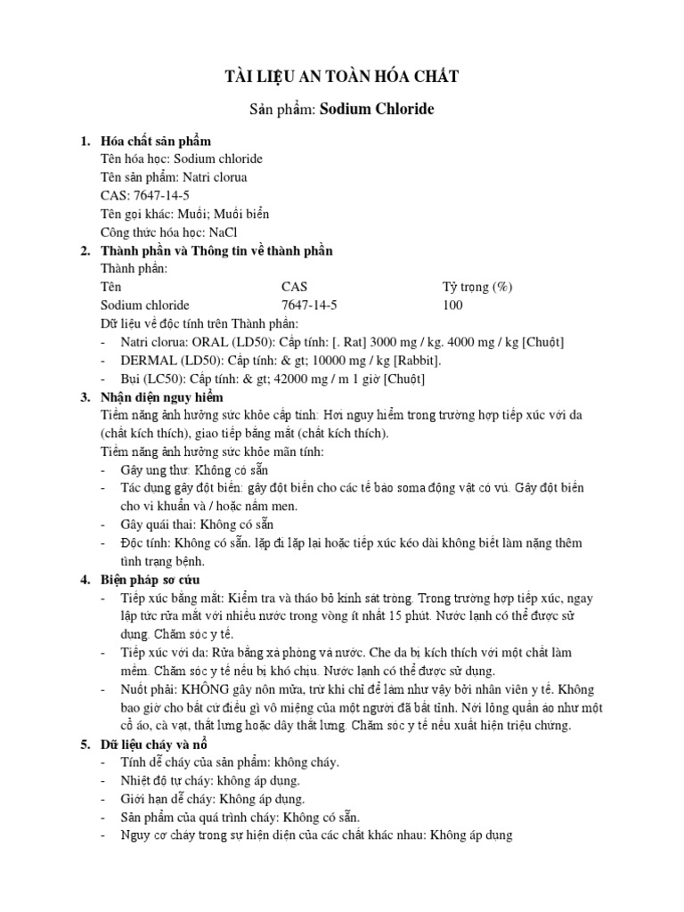 MSDS of NaCl | PDF