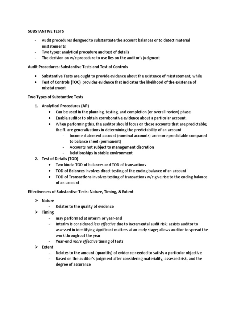 Substantive Tests | PDF | Audit | Business