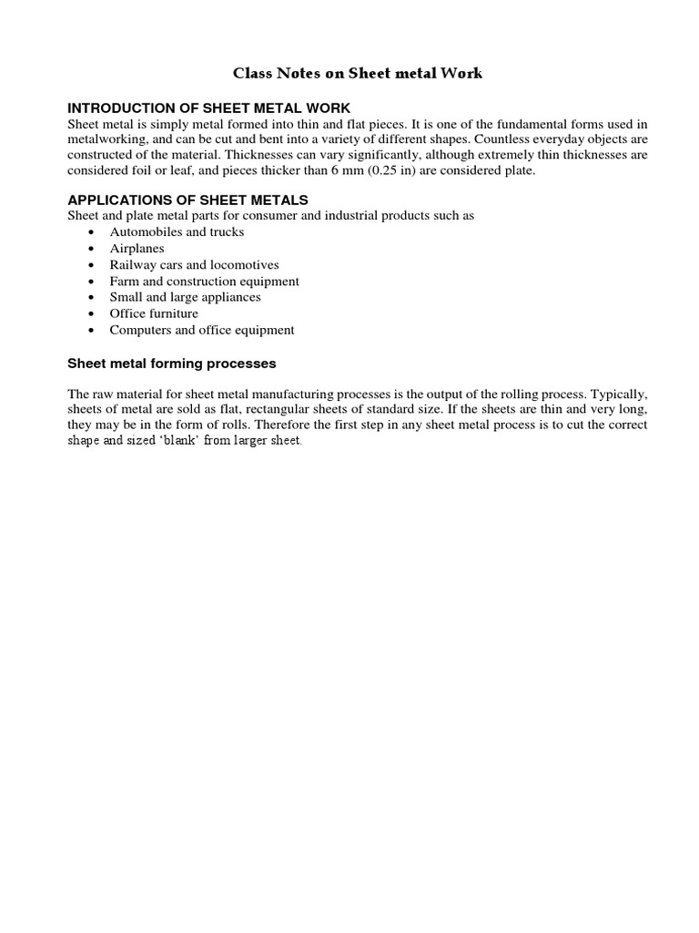 Sheet Metal Work | PDF