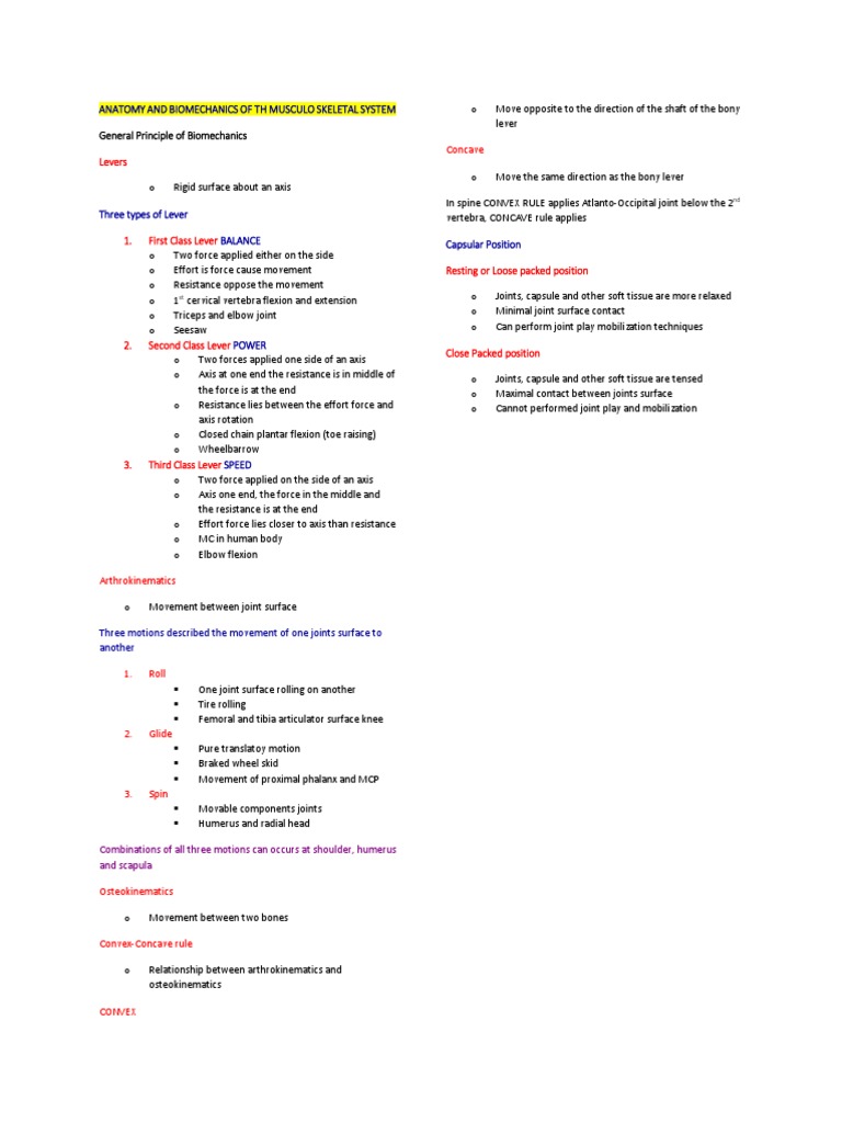 Anatomy and Biomechanics of TH Musculo Skeletal System | PDF | Joint ...