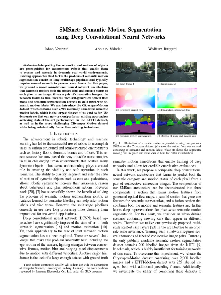 Smsnet: Semantic Motion Segmentation Using Deep Convolutional Neural Networks | Download Free ...
