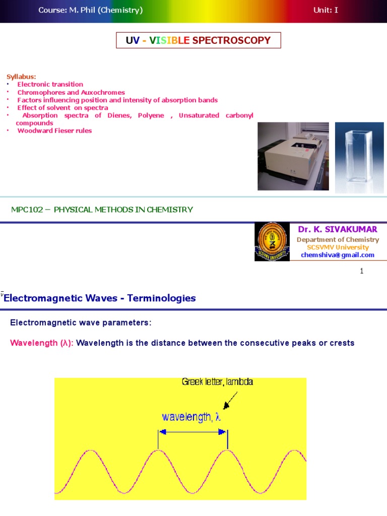 UV-VIs Spectroscopy.ppt | Ultraviolet–Visible Spectroscopy | Molecular ...