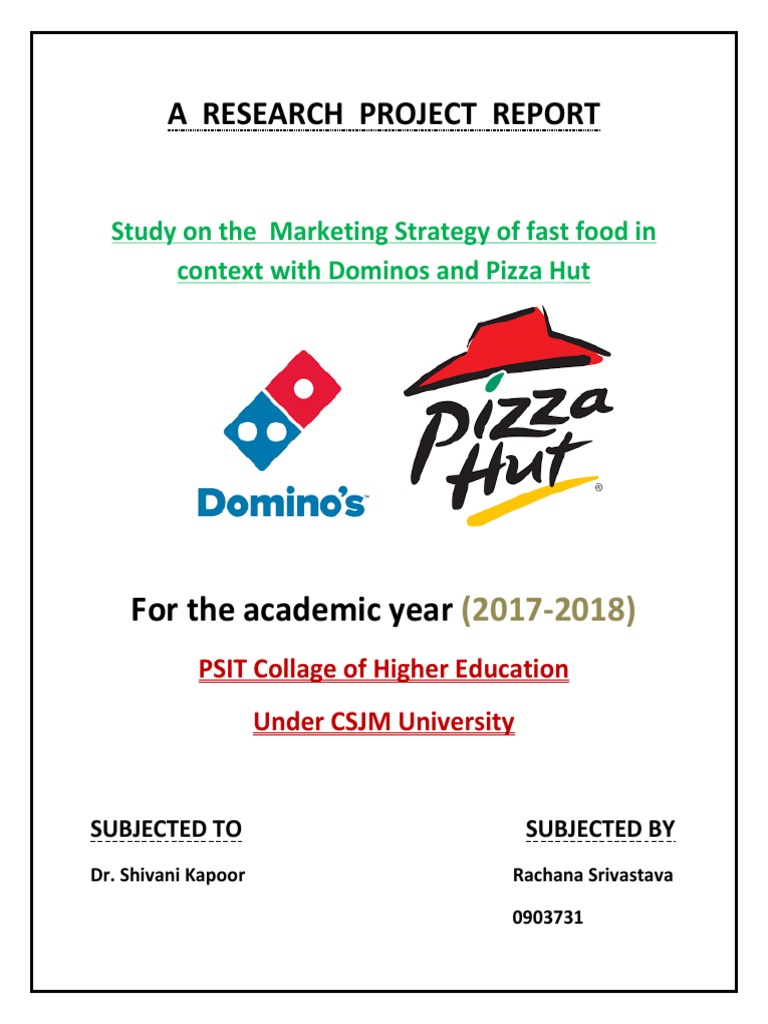 A Research Project Report | PDF | Fast Food | Marketing