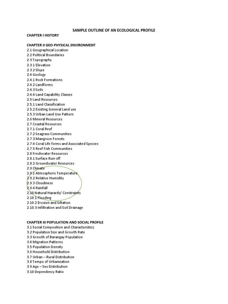 Sample Outline of An Ecological Profile | PDF | Coral Reef | Ecology