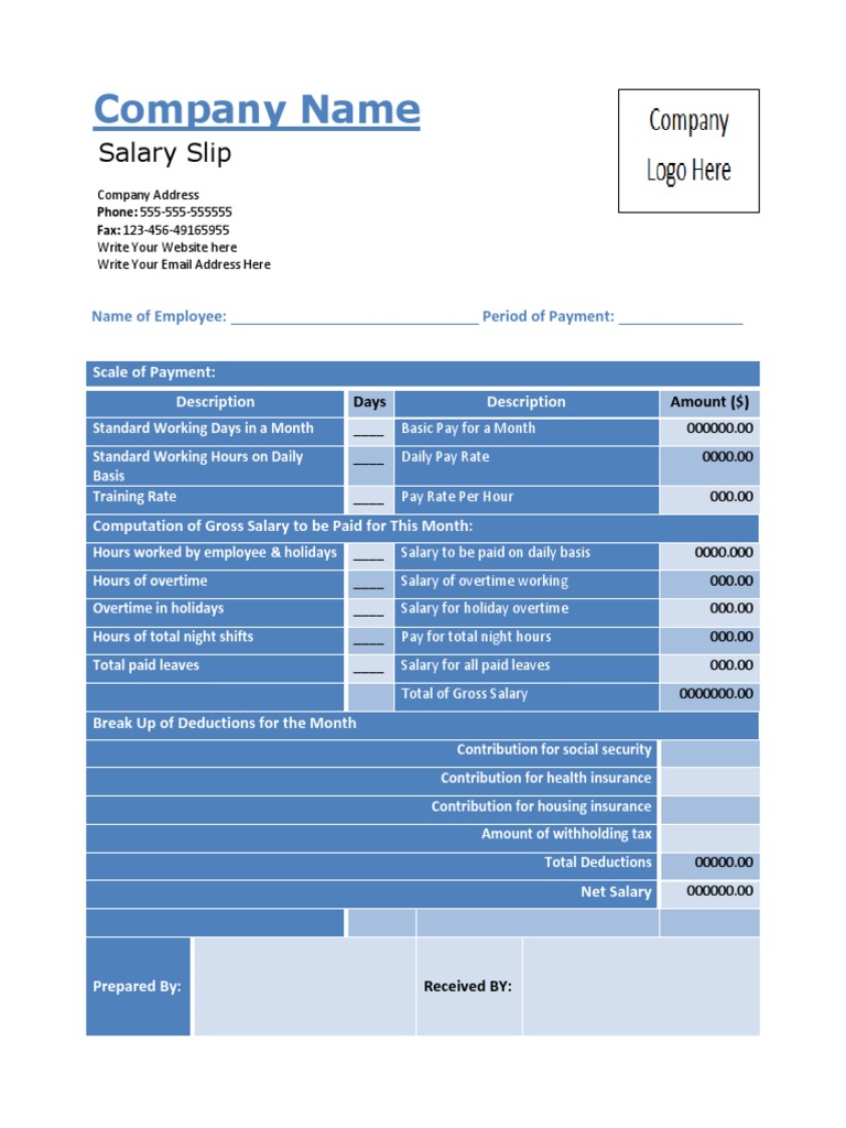 Pay Slip Template | PDF | Overtime | Salary