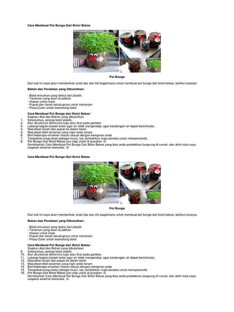 Cara Membuat Pot Bunga Dari Botol Bekas Pdf