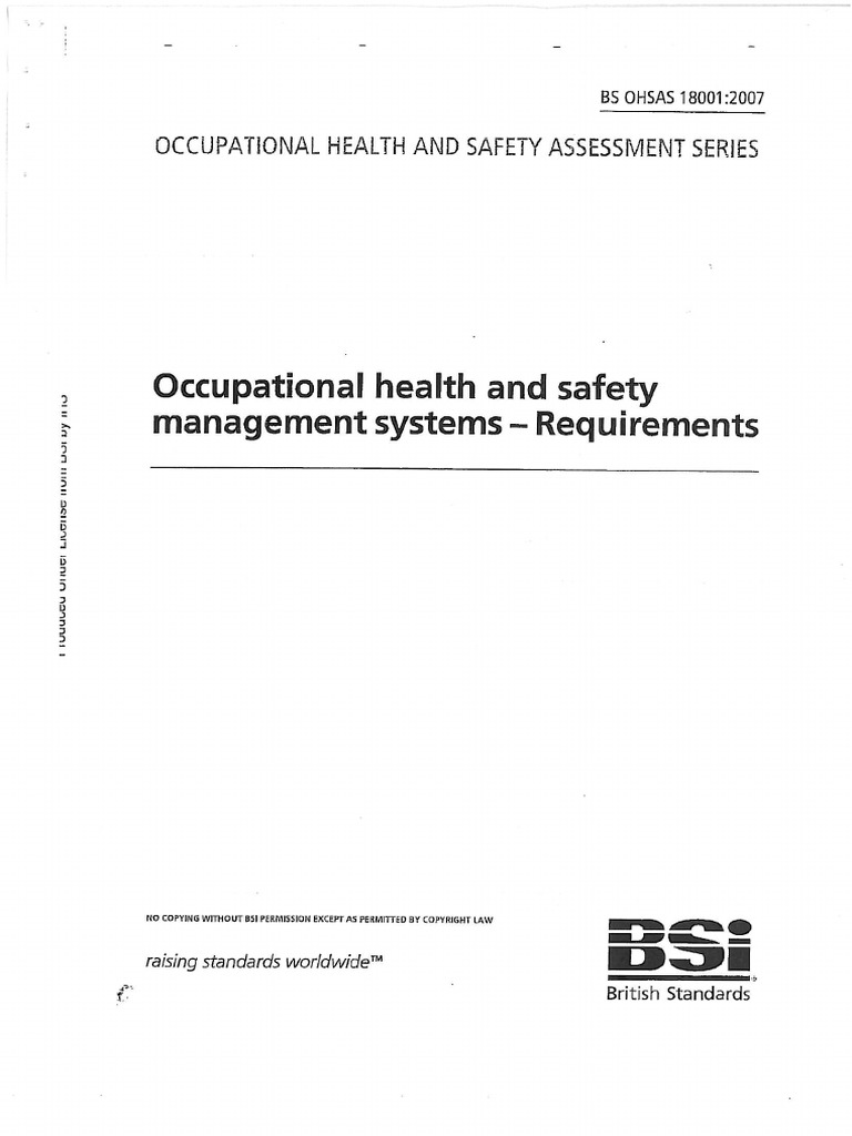 BS Ohsas 18001 (2007) PDF | PDF