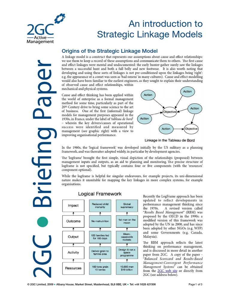 V-2GC - An Introduction To Strategic Linkage Models | PDF | Strategic ...