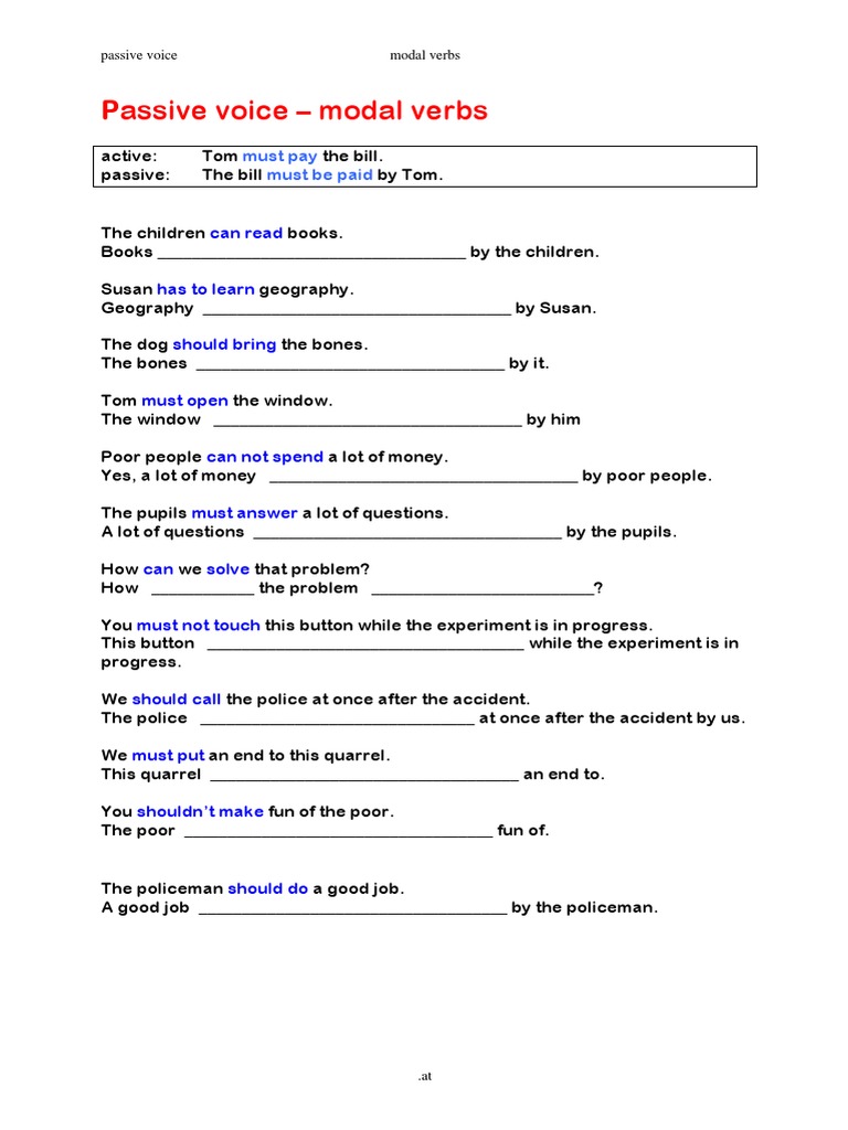 Passive Voice - Modal Verbs: Can Read | PDF | Linguistic Typology | Syntax