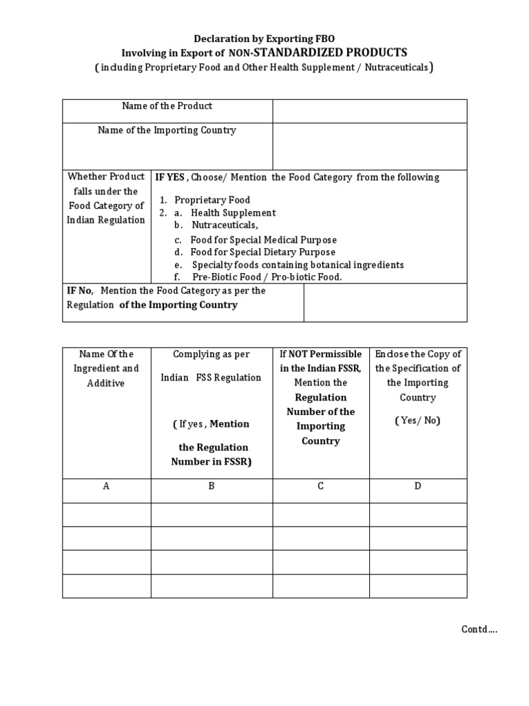 EFBO Declrn - NON STD Product Format | Download Free PDF ...
