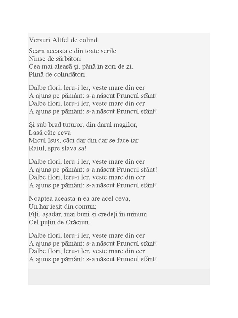 Versuri Altfel de Colind | PDF
