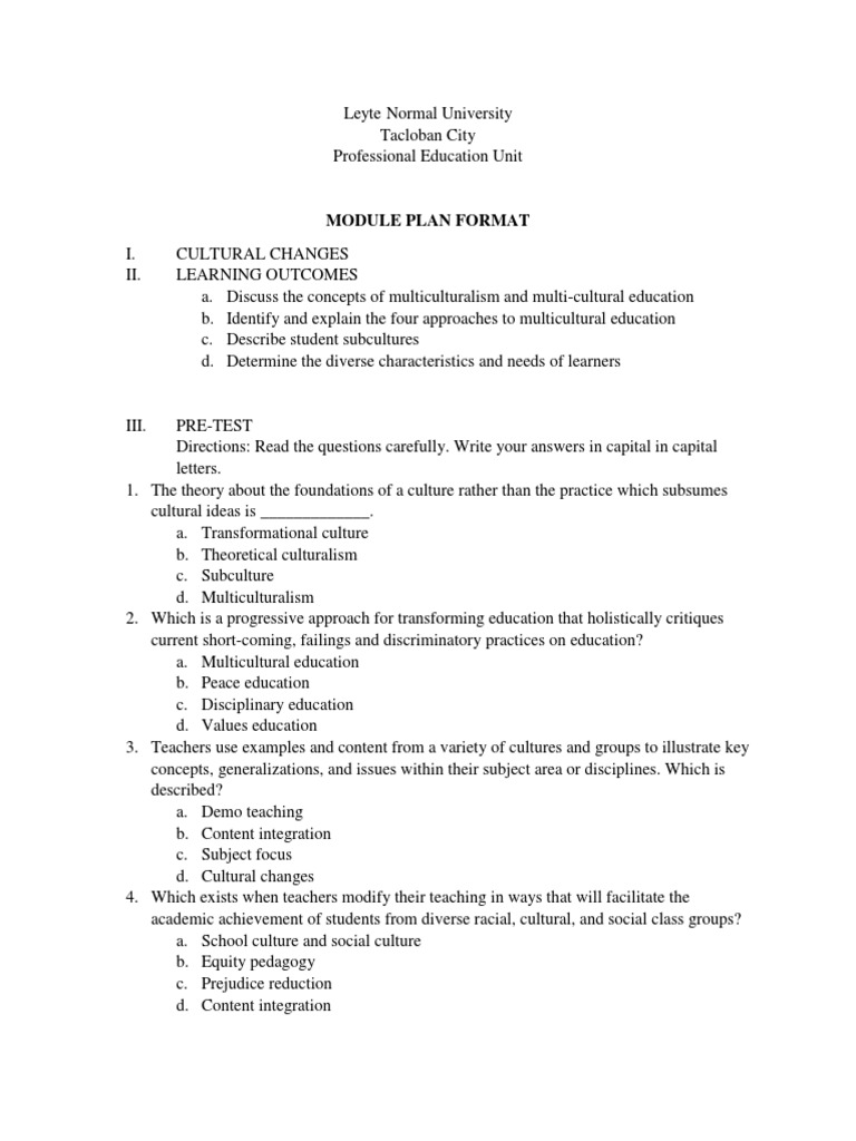 Module Plan | PDF | Multiculturalism | Ethnic Groups