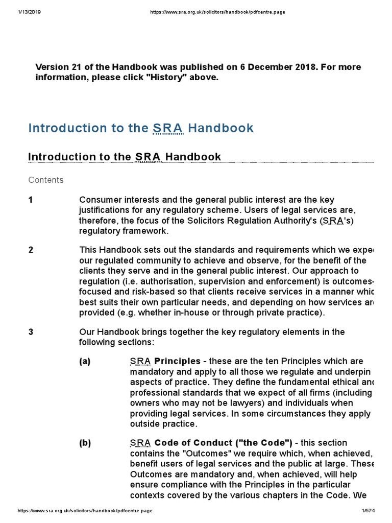 SRA Handbook PDF | PDF | Solicitor | Lawyer