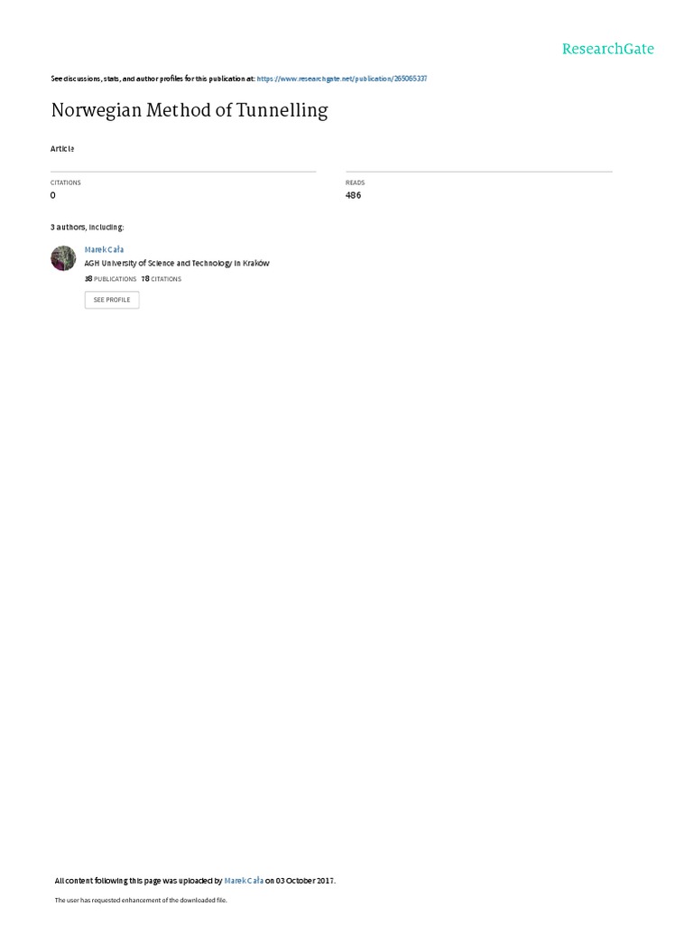 Norwegian Method of Tunnelling | PDF | Tunnel | Concrete