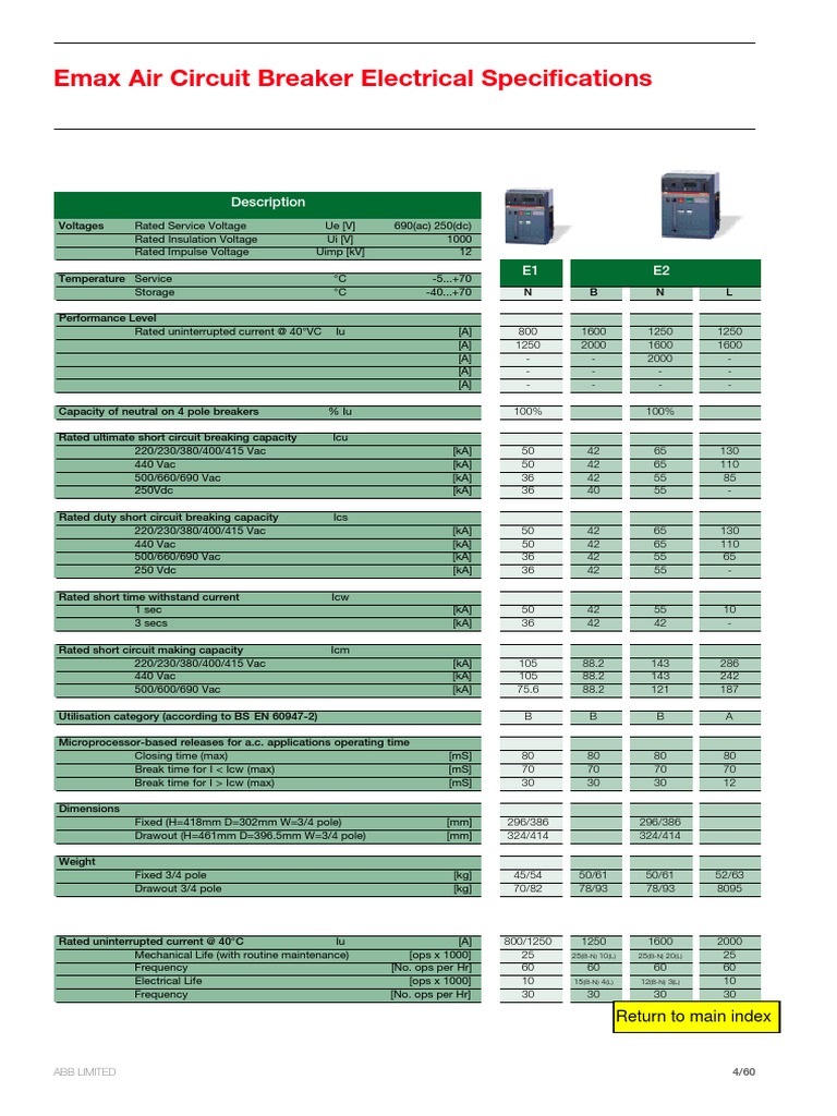 ACB Emax - Overview PDF | PDF | Electrical Components | Electrical ...