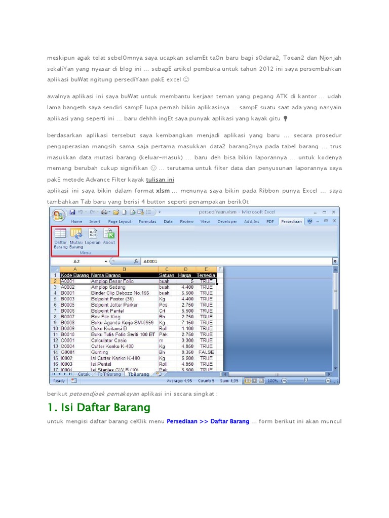 Cara Membuat Tabel Barang | PDF