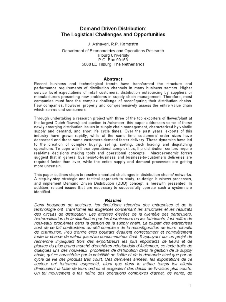 Demand Driven Distribution: The Logistical Challenges and Opportunities ...